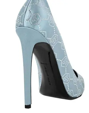 Philipp Plein Satin Decollete Hi-heels Monogram Strass