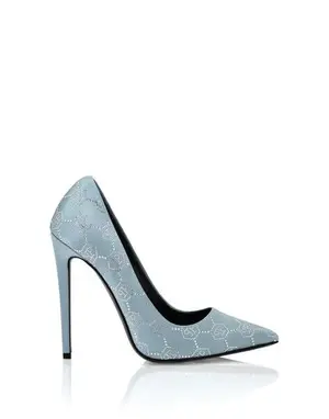 Philipp Plein Satin Decollete Hi-heels Monogram Strass
