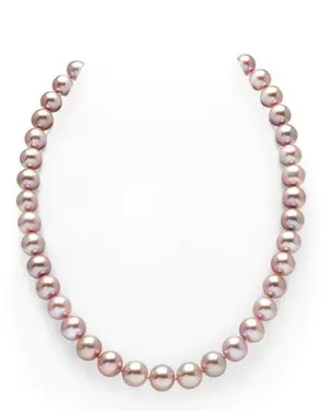 The Pearl Source 9.5-10.5mm Pink Freshwater Pearl Necklace - White Gold Clasp