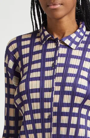 Issey Miyake Basket Print Pleated Cardigan - Navy