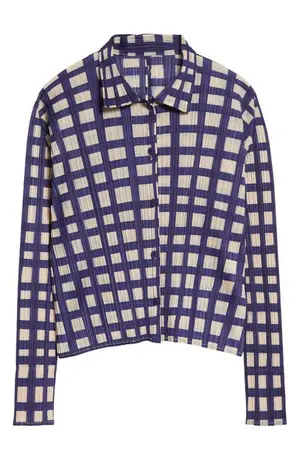 Issey Miyake Basket Print Pleated Cardigan - Navy
