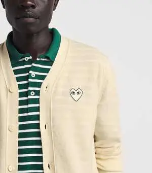 Play Comme Des Garcon Wool Cardigan With Heart Appliqu