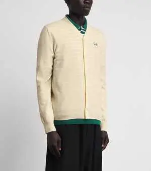 Play Comme Des Garcon Wool Cardigan With Heart Appliqu