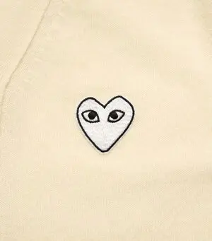 Play Comme Des Garcon Wool Cardigan With Heart Appliqu