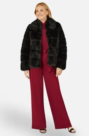 YUMI Faux Fur Coat - Black