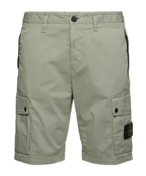 Stone Island Stretch Cotton Logo Patch Shorts - Gray