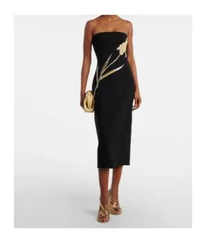 Staud Brooke Embellished Strapless Midi Dress