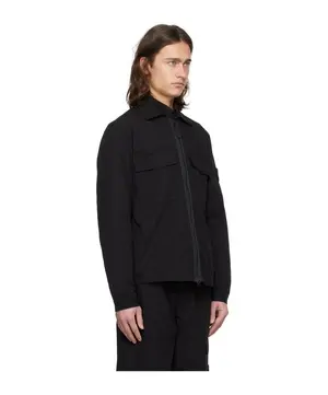 Stone Island Compass-appliqué Zip-up Shirt