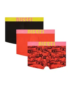 DIESEL® Damien-d-pop Pack Of Three Graphic-print Boxer Shorts - Orange/b