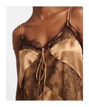 FERRAGAMO Lace-trimmed Satin Midi Dress