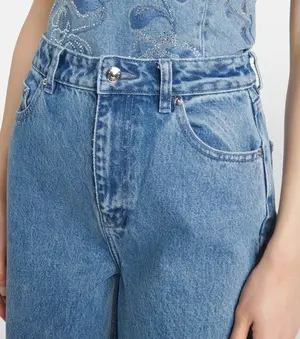 ROTATE BY BIRGER CHRISTENSEN Floral-embellished Wide-leg Jeans