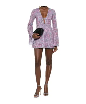 Oseree Deep V-neck Dress - Multicolor