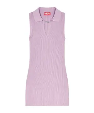 DIESEL® Silk-blend Rib Knit Short Dress - Pink