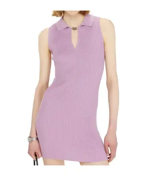 DIESEL® Silk-blend Rib Knit Short Dress - Pink