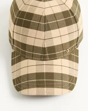 Valentino Garavani Vlogo Signature Baseball Cap In Check Fabric