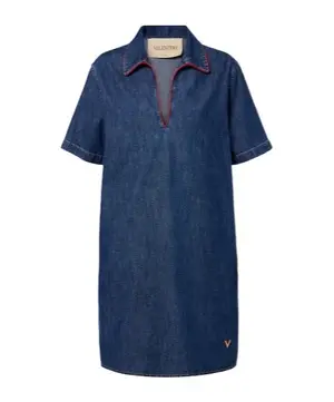 Valentino Garavani Vgold Denim Midi Dress