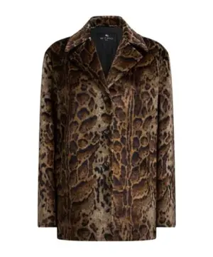 Etro Cropped Velvet Coat With Leopard Motif - Black