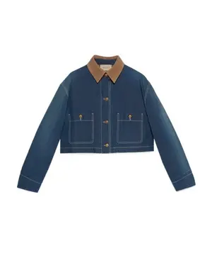 Gucci Corduroy Collar Denim Jacket - Blue