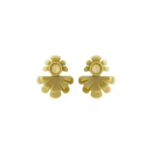 GISSA BICALHO Neutrals Handmade Acrylic Earring Ivy Kahki - Yellow