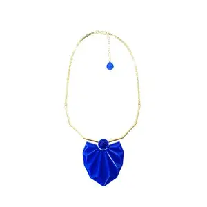 GISSA BICALHO Handmade Acrylic Necklace Choker Papyrus Bic - Blue