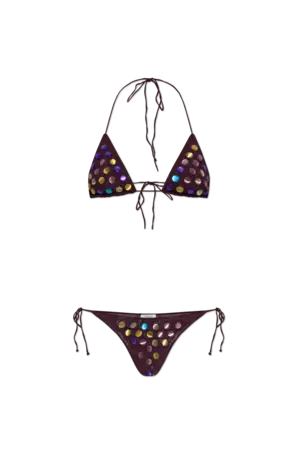 Oseree Embellished Triangle Two-piece Swimsuit - Purple