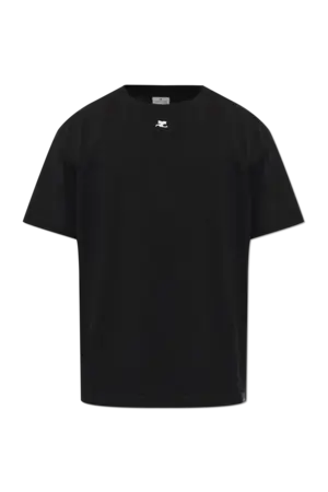 COURREGES T-shirt With Embroidered Logo - Black