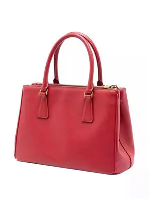 Prada Saffiano Leather Galleria Double Zip Satchel - Red
