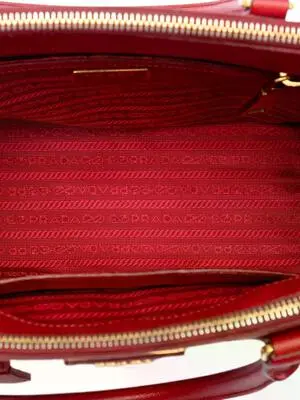 Prada Saffiano Leather Galleria Double Zip Satchel - Red