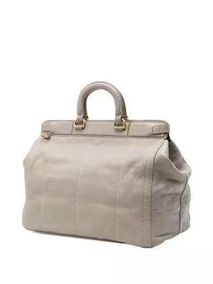 Prada Vitello Daino Canapa Logo Frame Satchel - Grey