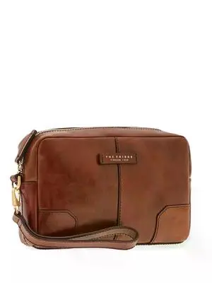 THE BRIDGE Logo-plaque Leather Clutch Bag - Brown