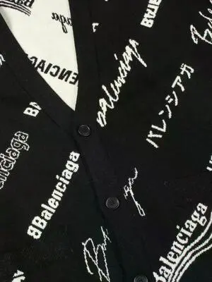 Balenciaga Logo-pattern Knit Cardigan