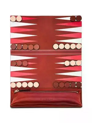 THE BRIDGE Leather Roll-up Backgammon Set - Brown