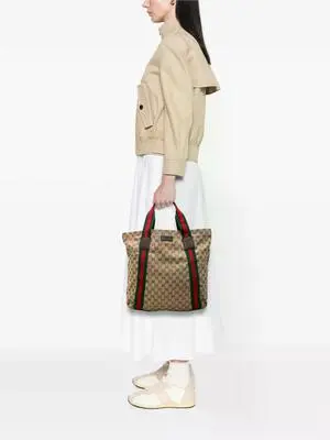 Gucci Gg Canvas Web Tote Bag - Neutrals