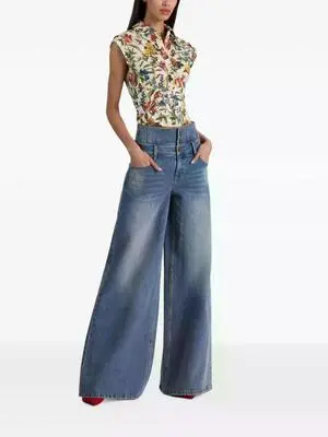 Alice + Olivia Kim Floral-print Corset Top - Neutrals