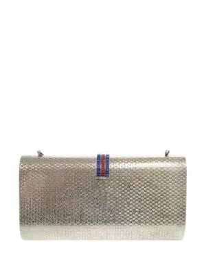 Gucci Brass Crystal Web Buckle Chain Shoulder Bag