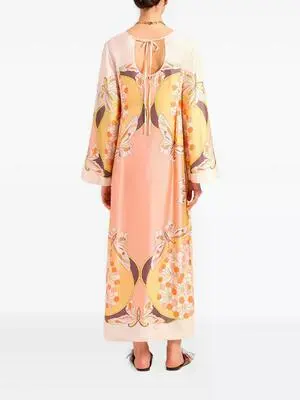 La DoubleJ Flame Butterfly-print V-neck Maxi Dress - Neutrals