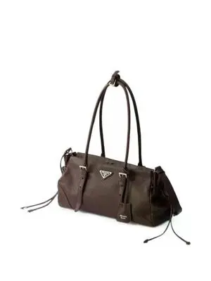 Prada Bonnie Medium Antiqued Leather Tote Bag - Brown