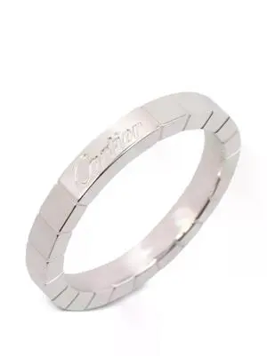 Cartier Laniere Engraved Logo Ring In 18k White Gold - Silver