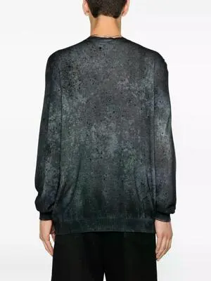 Avant Toi Distressed Effect Acid Wash Sweater - Blue