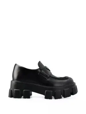 Prada Monolith Brushed Leather Loafers