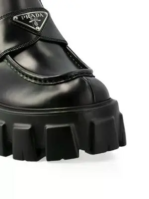 Prada Monolith Brushed Leather Loafers