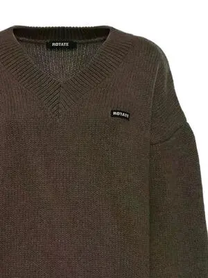 ROTATE BY BIRGER CHRISTENSEN Logo Patch V-neck Sweater