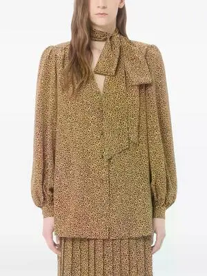 Valentino Garavani Crepe De Chine Shirt With Fauve Eclat Micromacula Print - Neutrals