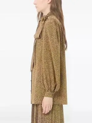 Valentino Garavani Crepe De Chine Shirt With Fauve Eclat Micromacula Print - Neutrals