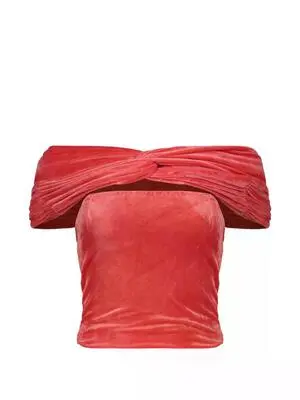 Alberta Ferretti Off-shoulder Velvet Blouse - Pink