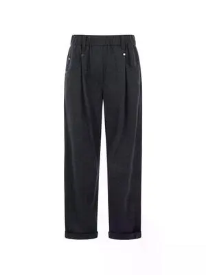 Brunello Cucinelli Monili Detail Pleated Trousers - Grey