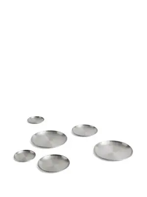 HAY Brushed-finish Circular Plates - Silver