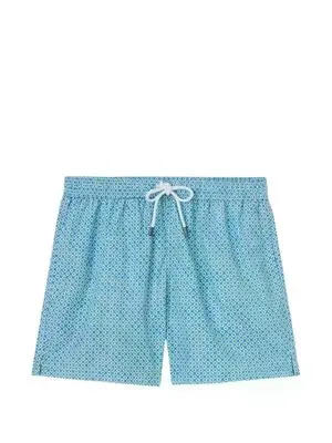 Fedeli Geometric Print Swim Shorts - Blue