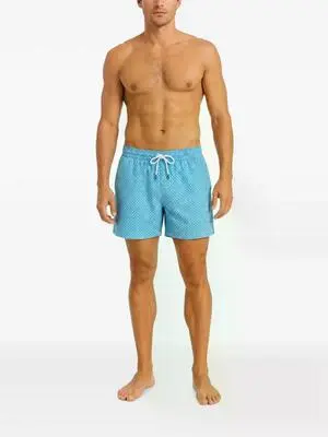Fedeli Geometric Print Swim Shorts - Blue