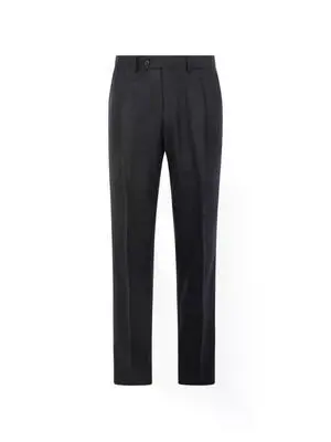 Caruso Dark Wool Felt Tailored Trousers